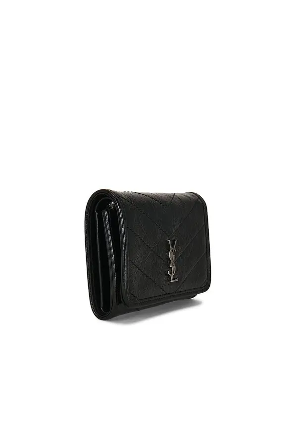Saint Laurent Slim Tri-fold Wallet In Black