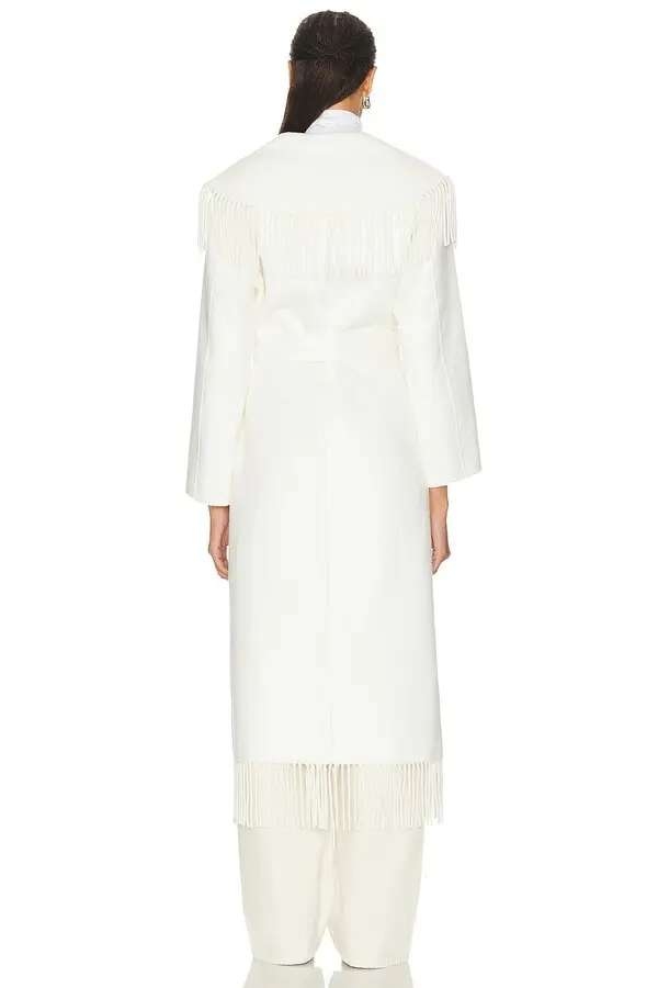 Simkhai Carrie Fringe Robe Coat In White