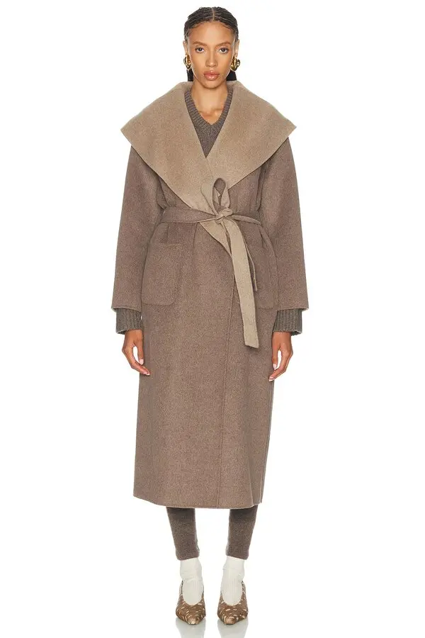 Simkhai Allura Reversible Belted Coat - Mushroom Multi