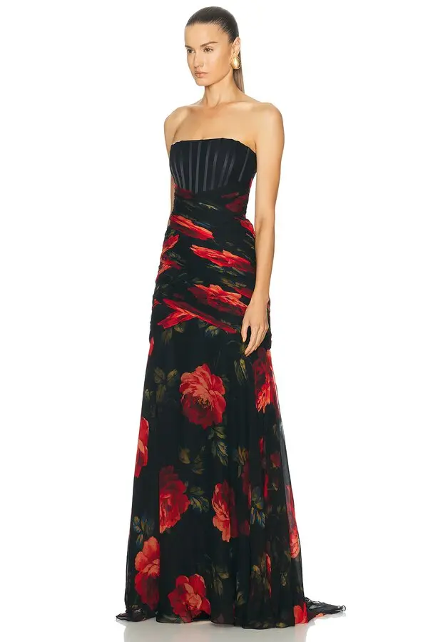 Carolina Herrera Strapless Exposed Bustier Gown