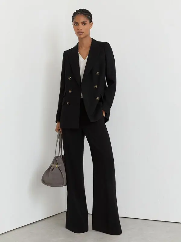 REISS Lauryn Petite Wool Herringbone Double-breasted Blazer