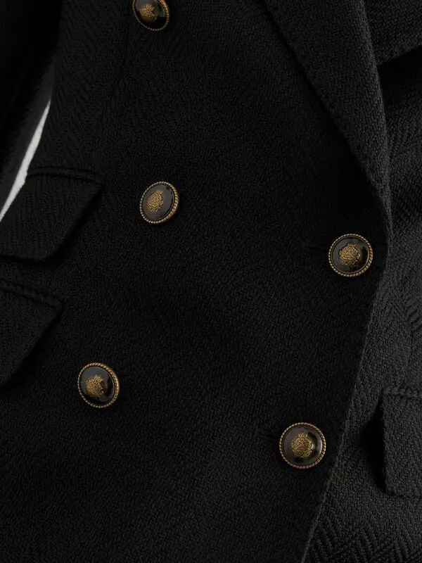 REISS Lauryn Petite Wool Herringbone Double-breasted Blazer