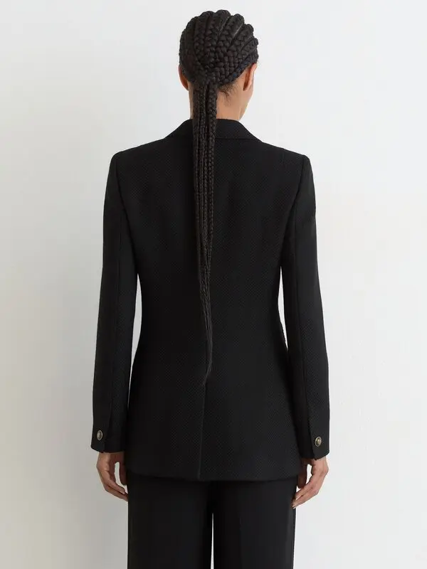 REISS Lauryn Petite Wool Herringbone Double-breasted Blazer