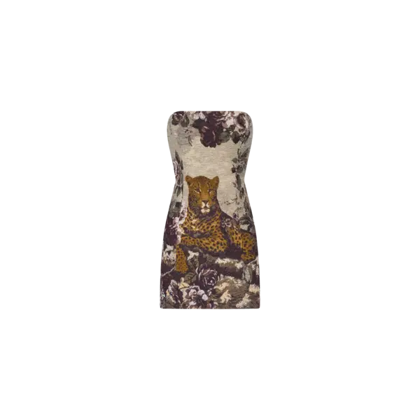 L'Agence Renee Tapestry Mini Dress - Multi Leopard Tapestry Print