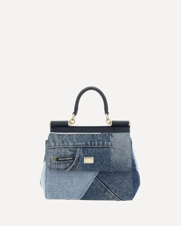 Dolce & Gabbana Small Sicily Denim And Calf Leather Handbag
