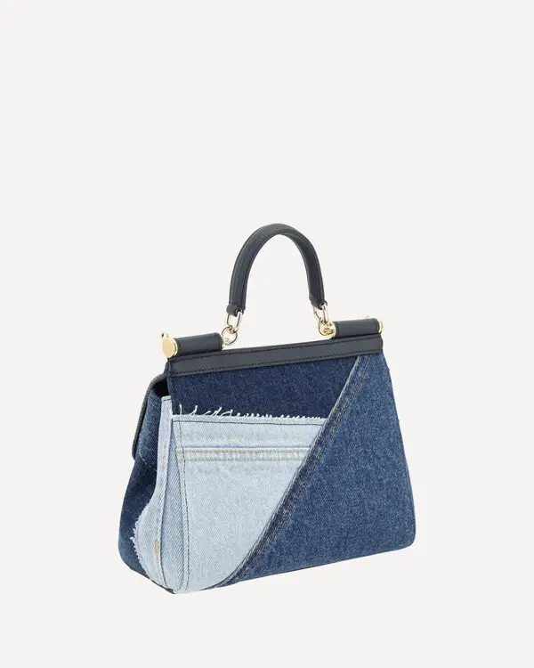 Dolce & Gabbana Small Sicily Denim And Calf Leather Handbag