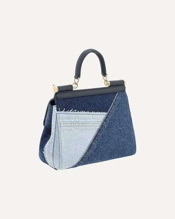 Dolce & Gabbana Small Sicily Denim And Calf Leather Handbag