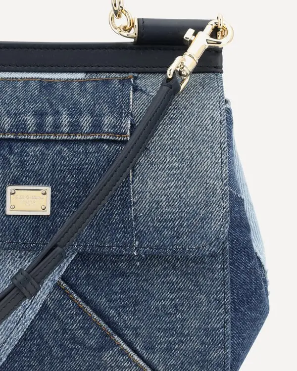 Dolce & Gabbana Small Sicily Denim And Calf Leather Handbag