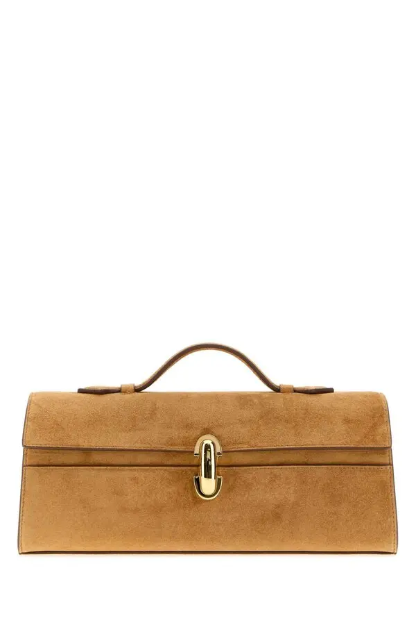 Savette Camel Suede Slim Symmetry Handbag