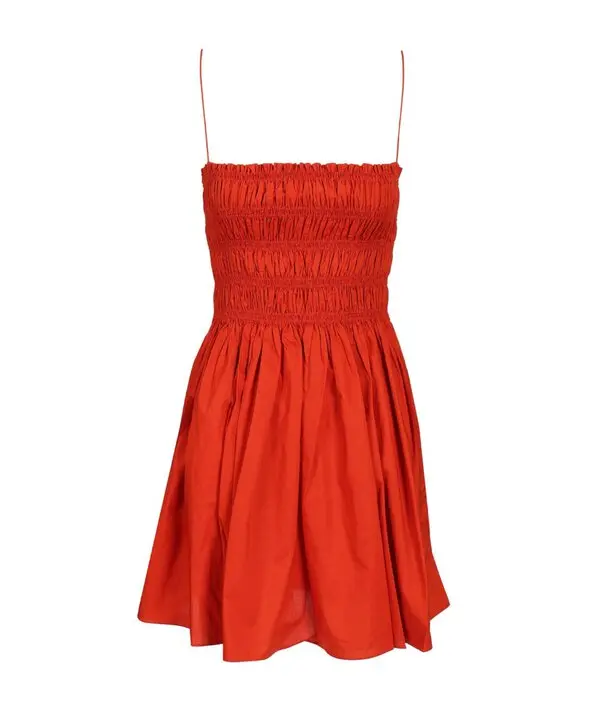 Matteau Shirred-bodice Spaghetti-straps Cotton Mini Dress