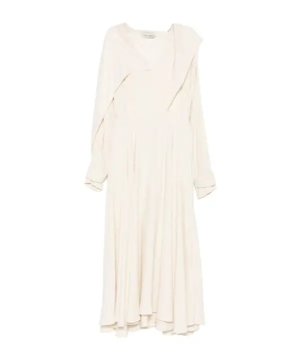 Alberta Ferretti Cape-effect V-neck Dress
