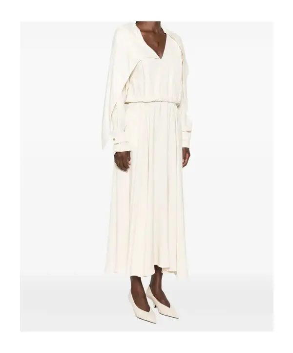 Alberta Ferretti Cape-effect V-neck Dress