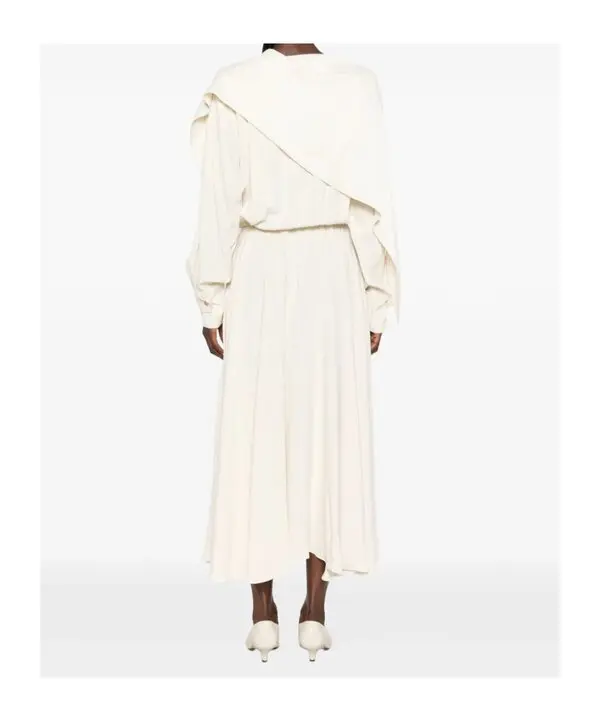 Alberta Ferretti Cape-effect V-neck Dress