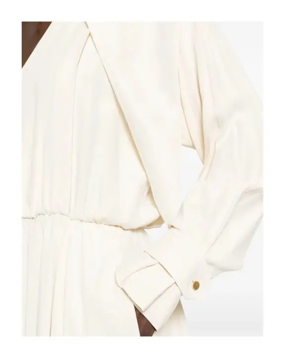 Alberta Ferretti Cape-effect V-neck Dress