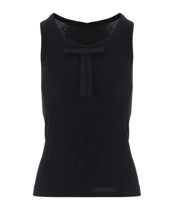 ALAINPAUL Ribbed Stretch Bow Vest - Black