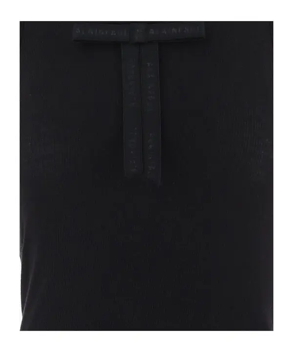 ALAINPAUL Ribbed Stretch Bow Vest - Black
