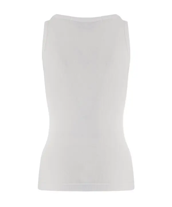 ALAINPAUL Ribbed Stretch Bow Vest - White