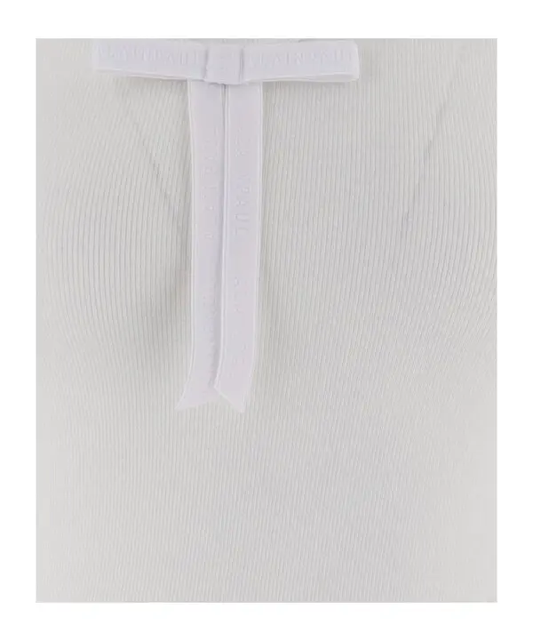 ALAINPAUL Ribbed Stretch Bow Vest - White