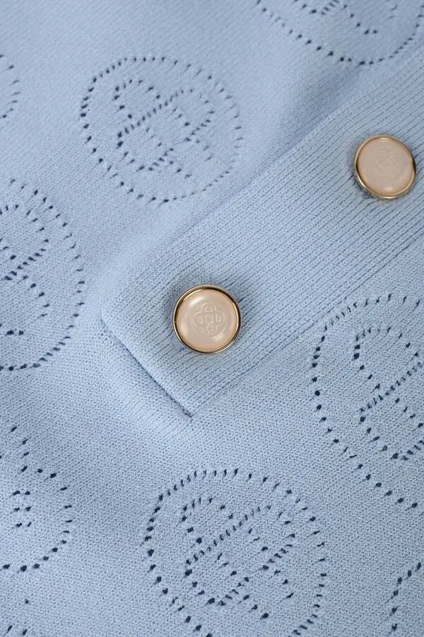 Casablanca Openwork Jacquard Knit Polo Shirt