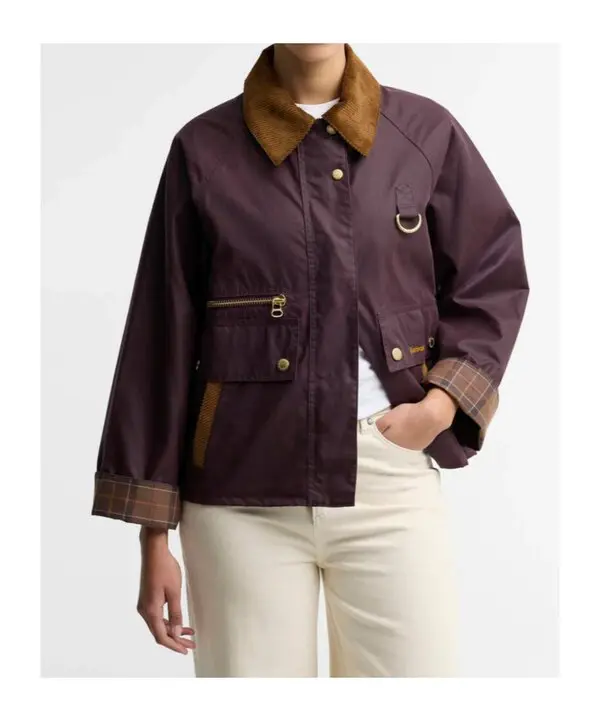 Barbour Cordcollar Cropped Waxed Field Jacket