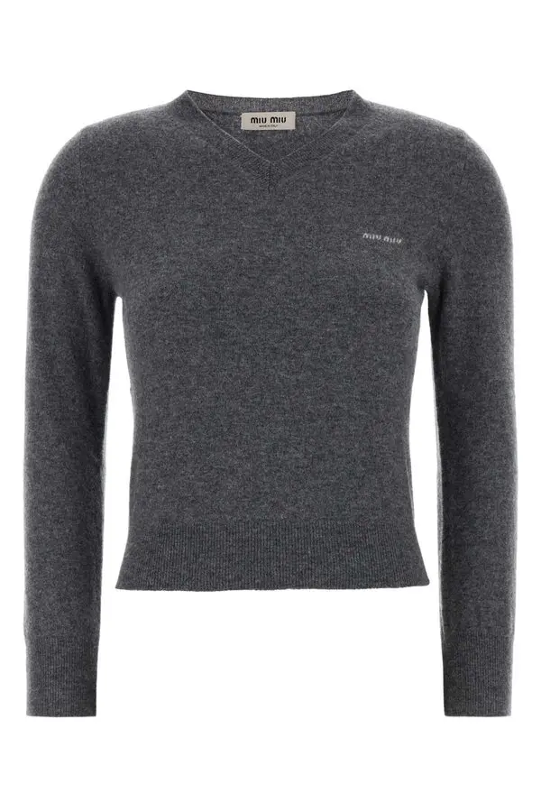 Miu Miu Dark Grey Wool Sweater - Gray