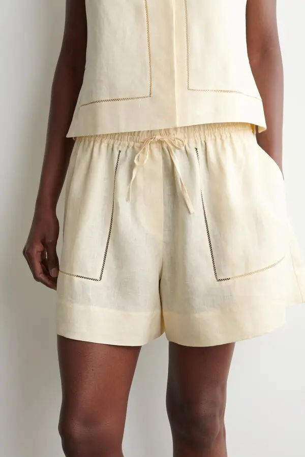 Cos Embroidered Detail Linen Shorts