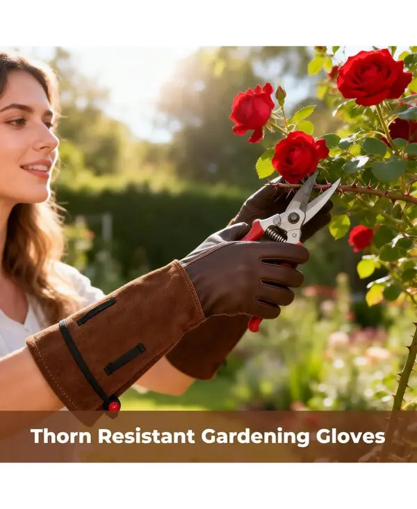 XDOVET Long Elbow Leather Gardening Gloves