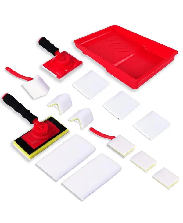 XDOVET Wall Edger Tool Kit Trim Pads Rotating Handle Tray Set - Red