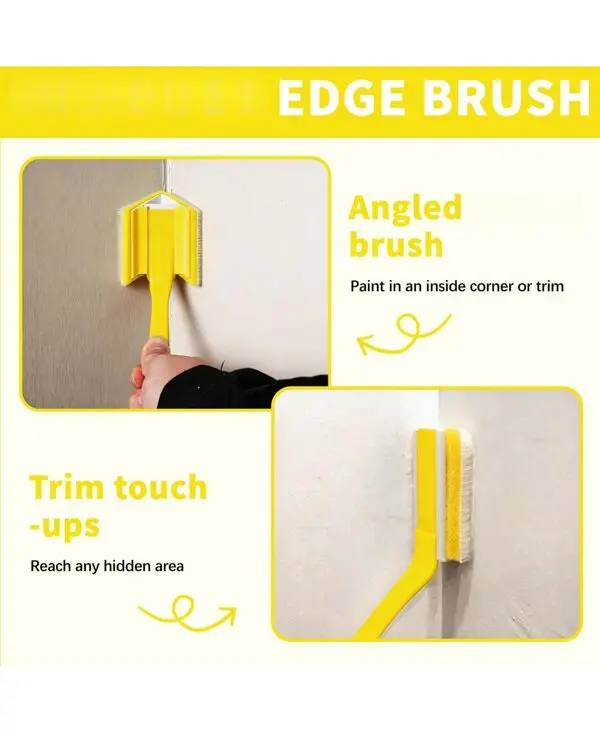 XDOVET Wall Edger Tool Kit Trim Pads Rotating Handle Tray Set - Yellow