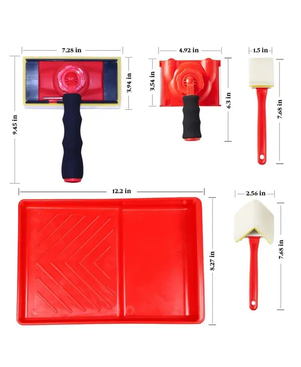 XDOVET Paint Edger Tool 360degree Rotation Handle Trim Refill Pads Kit
