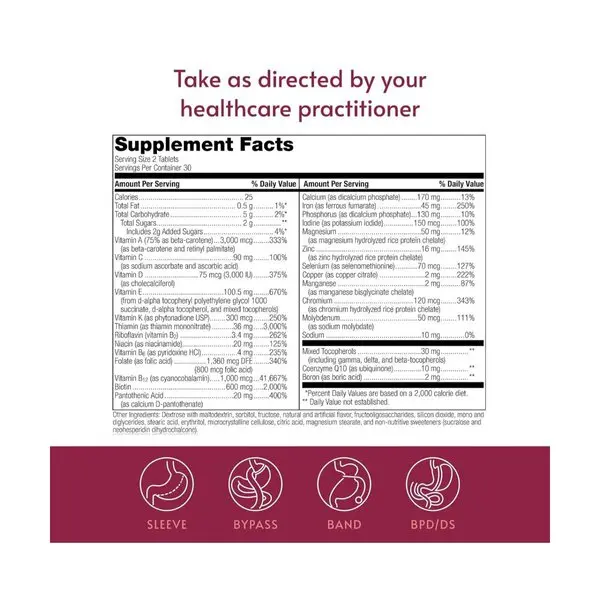 BARIATRIC ADVANTAGE Chewable Advanced Multi Ea High Potency Daily Multivitamin With Iron For Bariatric Surgery Patients