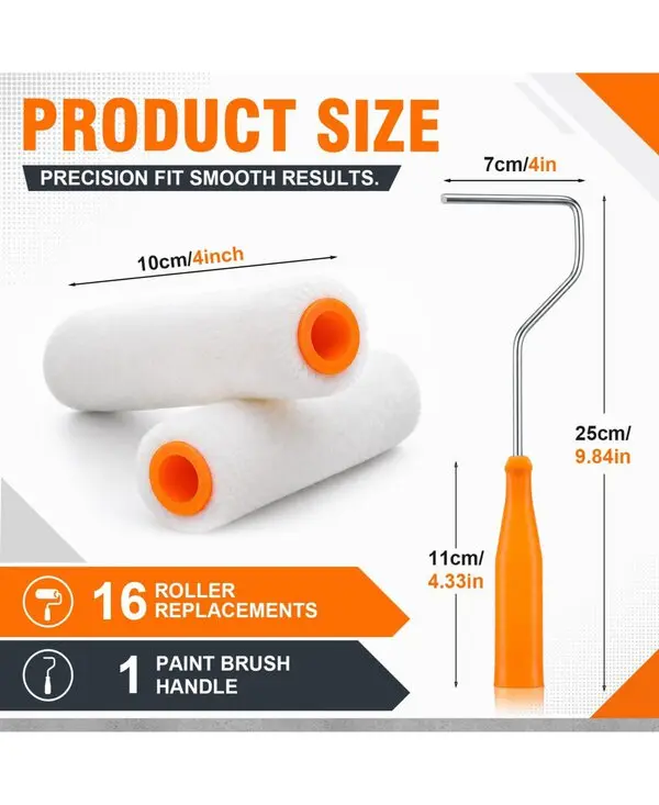 XDOVET Mini Paint Roller Brush Set For Trim Edge Corner Window Frame Touch Up