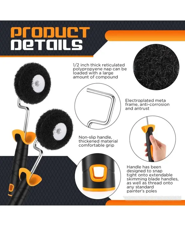 XDOVET Drywall Corner Roller Putty Brush Mud Application Tool