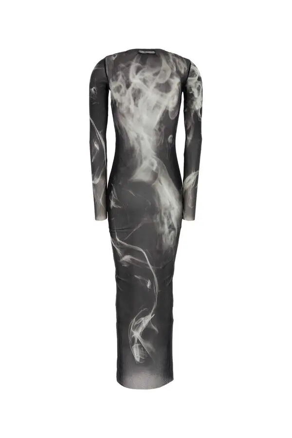 JEAN PAUL GAULTIER Mesh Long Dress Printed Smoking