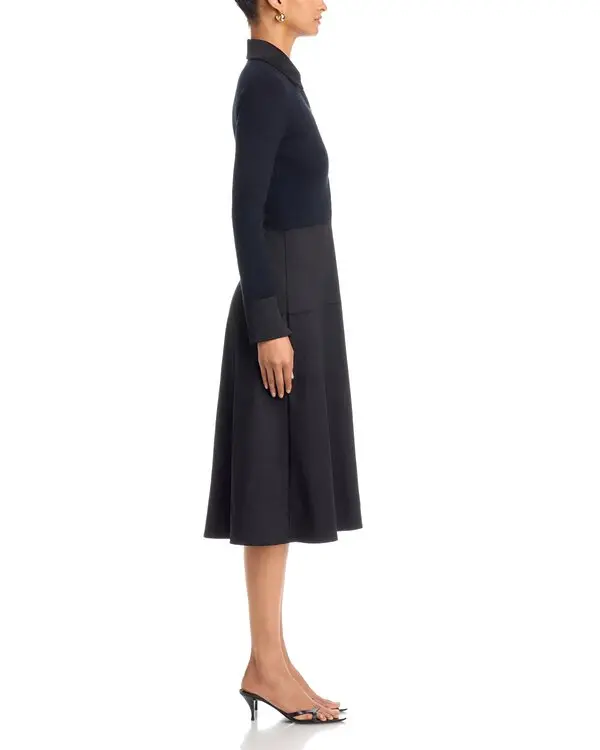 T Tahari Mixed Media Midi Dress
