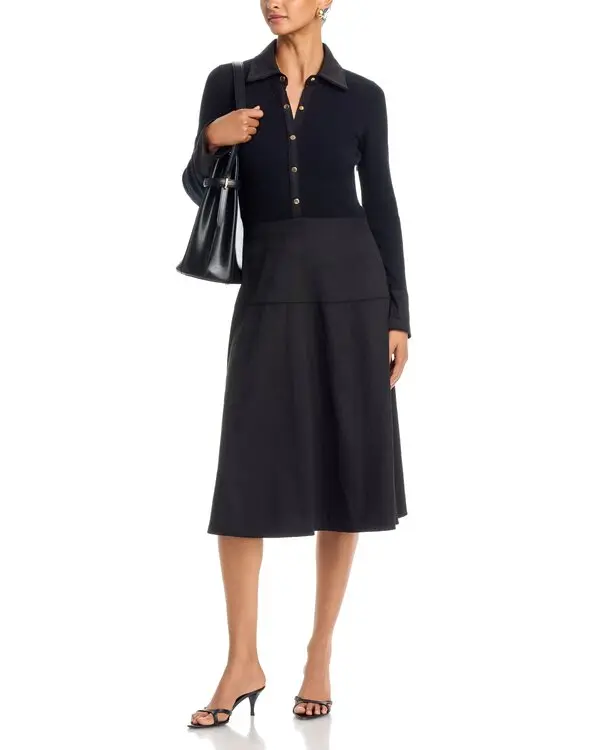 T Tahari Mixed Media Midi Dress