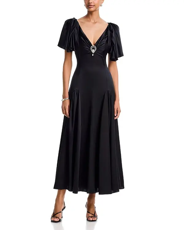 Cinq À Sept Ambriella Silk Capelet Sleeve Dress