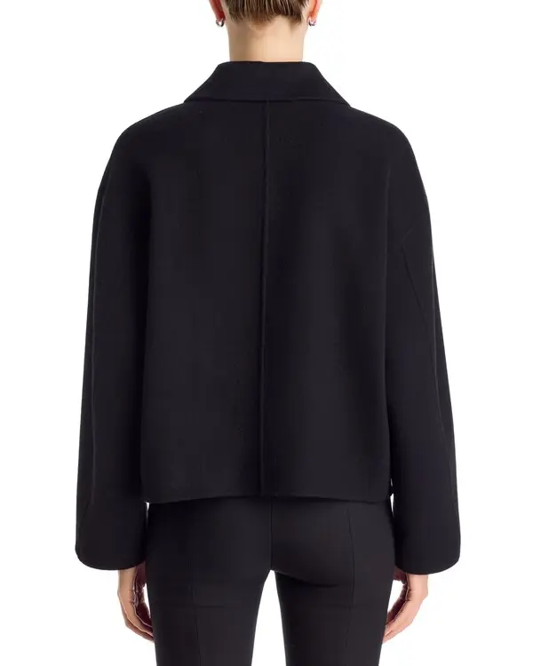 Theory Wool Blend Double Breasted Coat - Black