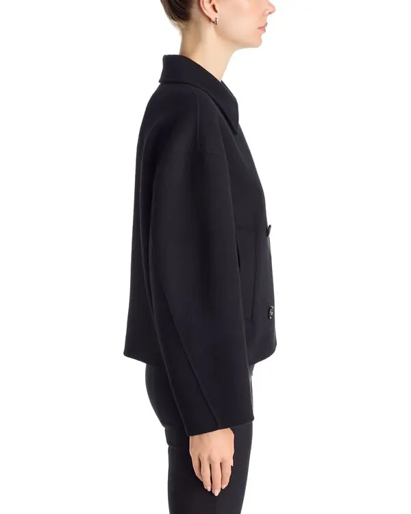 Theory Wool Blend Double Breasted Coat - Black