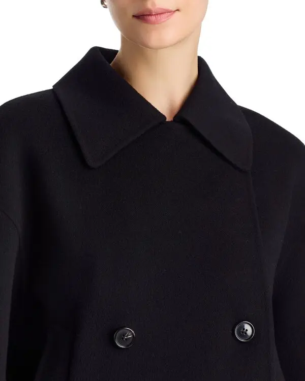 Theory Wool Blend Double Breasted Coat - Black