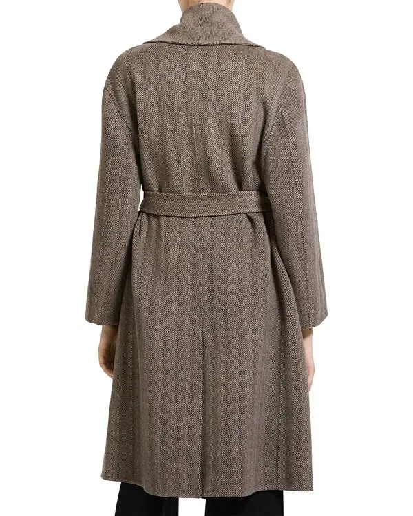 Theory Luxe Shawl Collar Wool And Cashmere Herringbone Coat