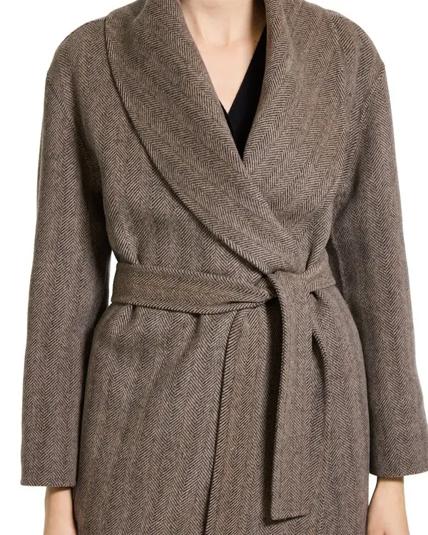 Theory Luxe Shawl Collar Wool And Cashmere Herringbone Coat