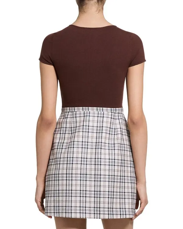 Theory Short Sleeve A-line Wool Dress - Cream Multi