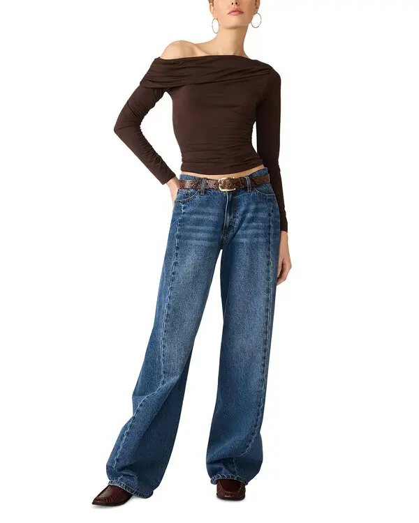Steve Madden Ryder Off Shoulder Knit Top - Walnut