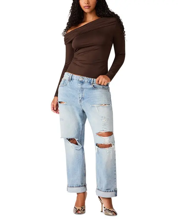 Steve Madden Ryder Off Shoulder Knit Top - Walnut