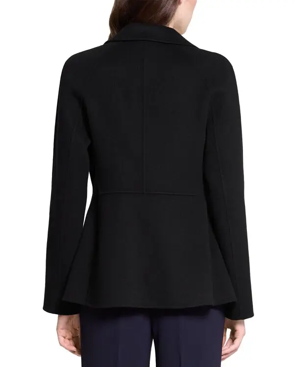 Theory Wool Blend Shaped Double Breasted Coat - Black