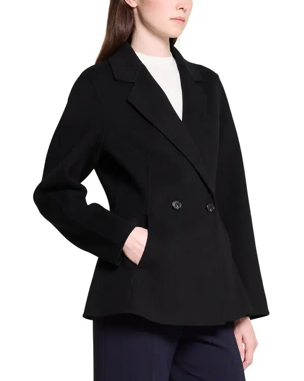 Theory Wool Blend Shaped Double Breasted Coat - Black