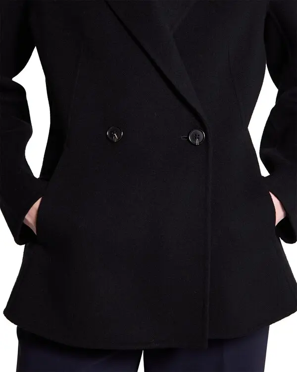 Theory Wool Blend Shaped Double Breasted Coat - Black