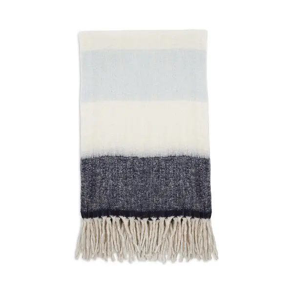 POM POM AT HOME Whistler Faux Mohair Fringed Throw Blanket - Navy