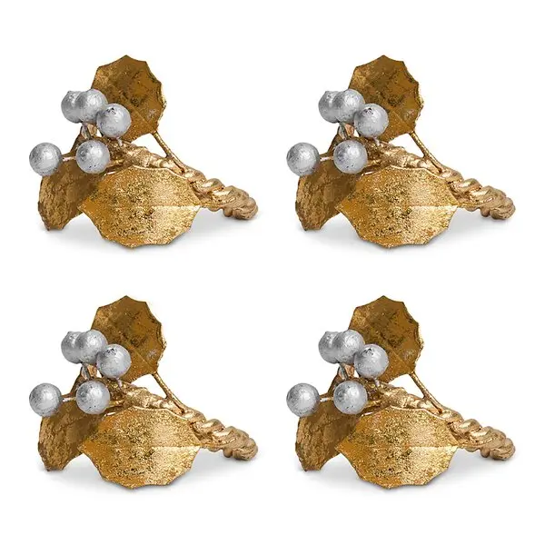JULISKA Forest Walk Holly Winter Berries Napkin Rings, Set Of 4